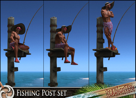 Second Life Marketplace - HeadHunter's Island - Fishing post set - 16 animations - 3 wood colors ...